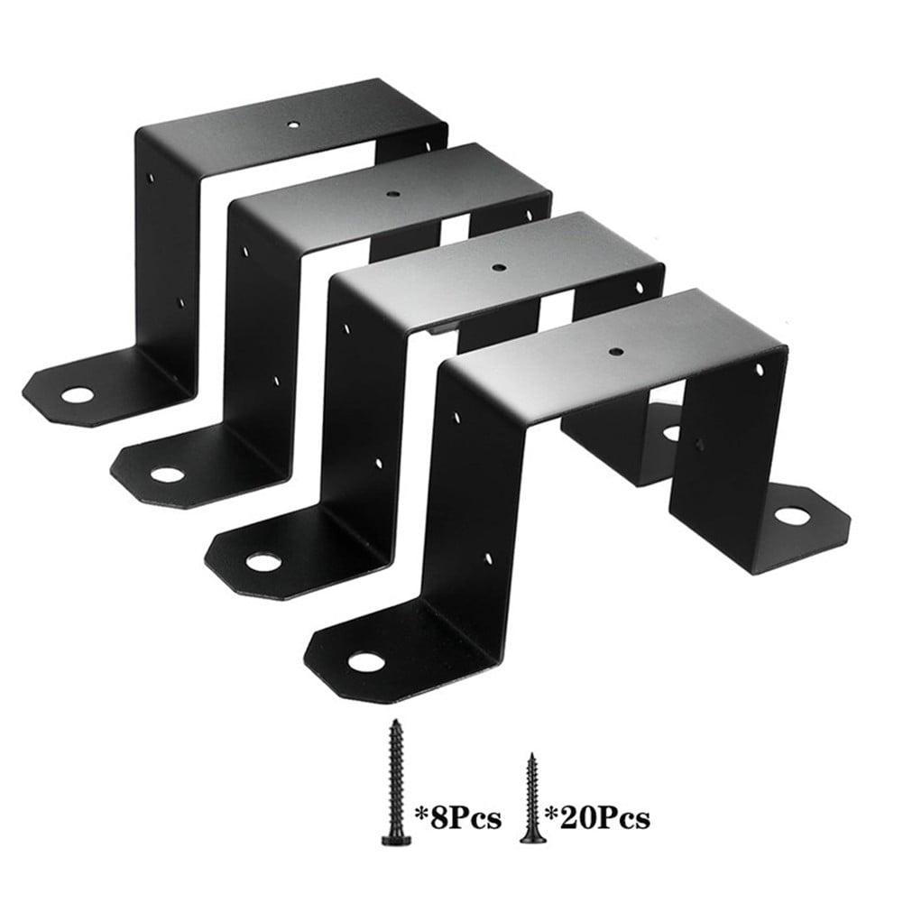 4PCS 4x4 Strap Post Ties Black Deck Fence Post U Bracket Fence Post ...