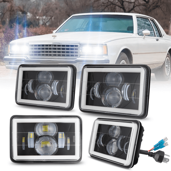 4PCS 4x6" LED Headlights Sealed Hi/Lo Beam w/DRL For Chevrolet Caprice 1977-1986 - Walmart.com