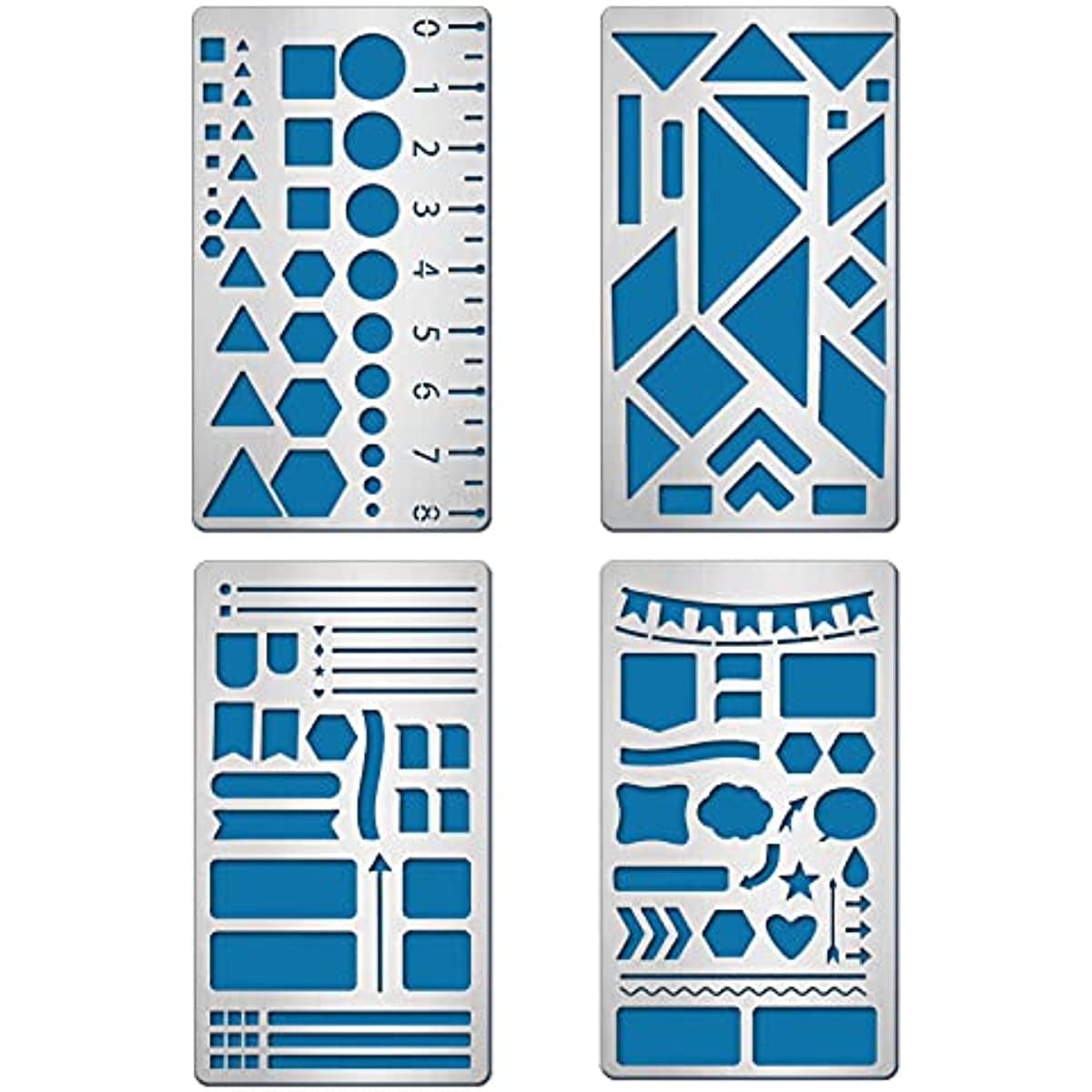 4PCS 4x7 Inch Geometric Theme Triangle Metal Stencils Border Line ...