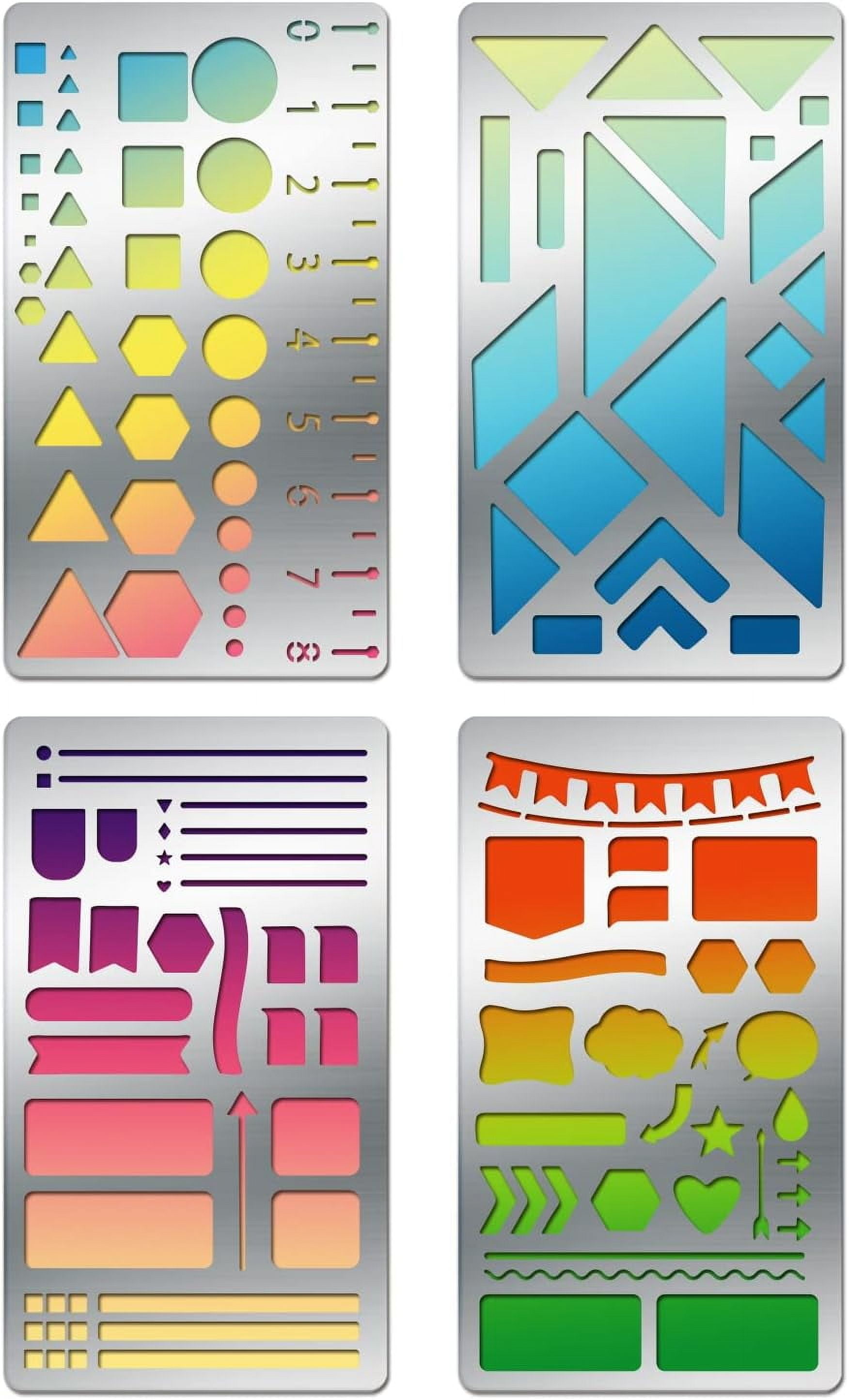 4PCS 4x7 Inch Geometric Theme Triangle Metal Stencils Border Line ...