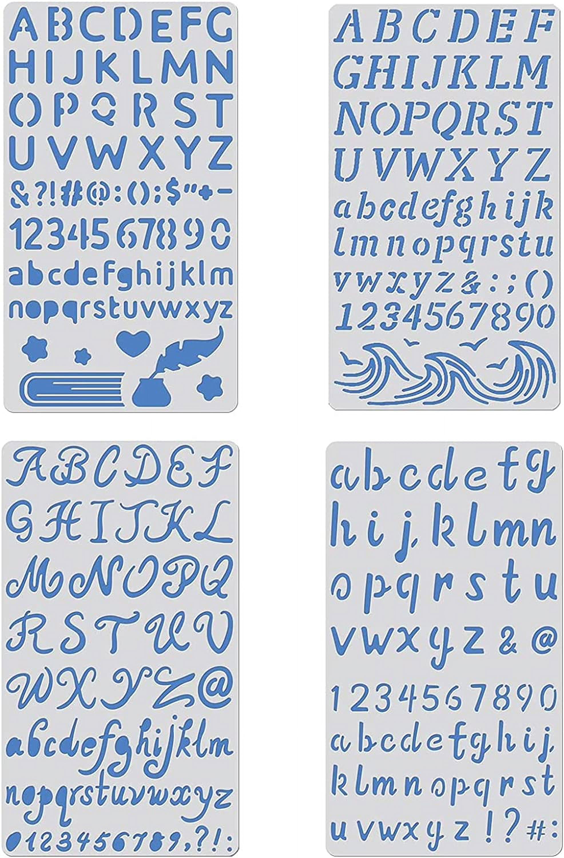 4PCS 4x7 Inch Letter Number Metal Stencils Capital Low Case Stencil ...