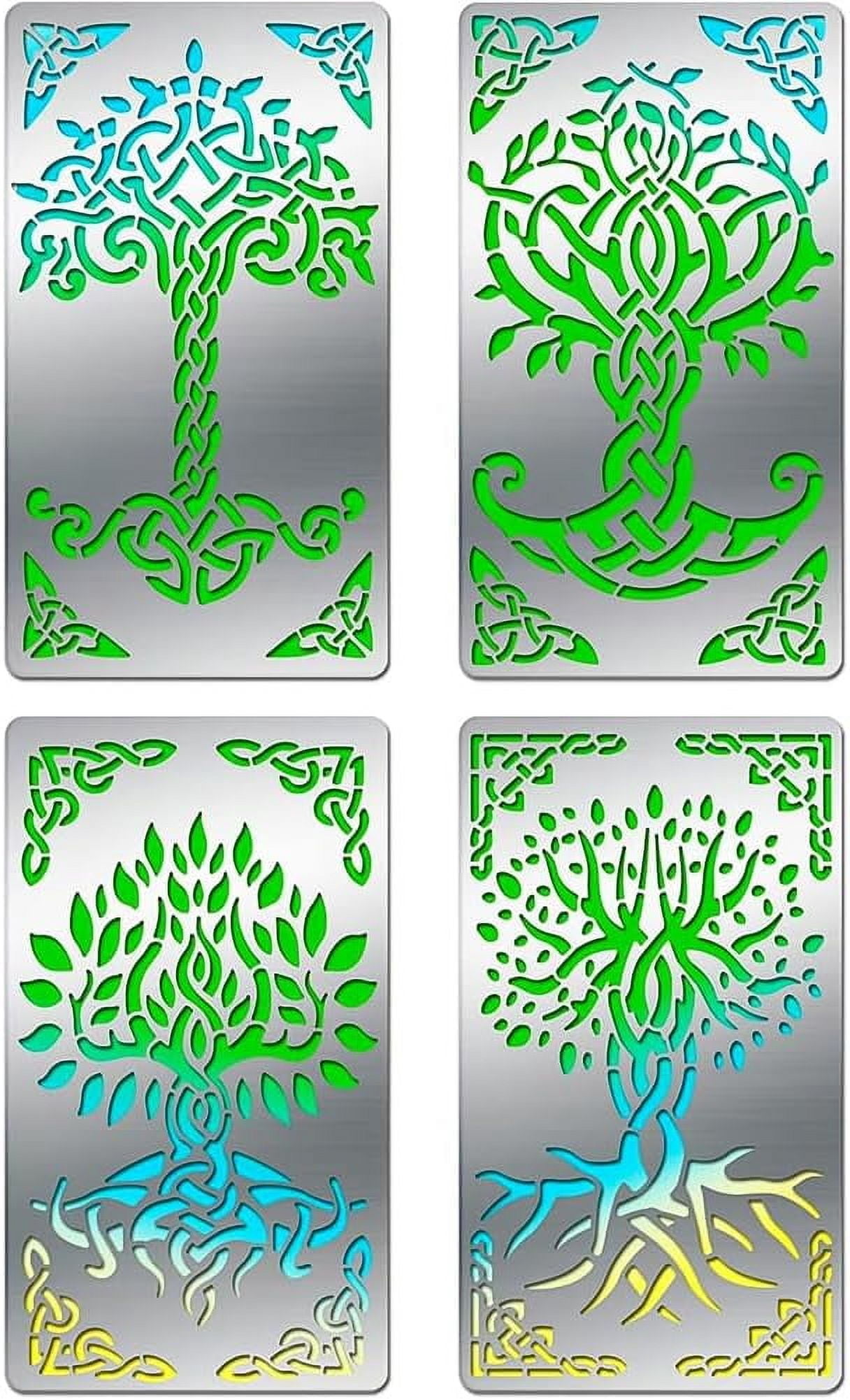4PCS 4x7 Inch Tree of Life Metal Stencils Templates Art Craft Stencils ...