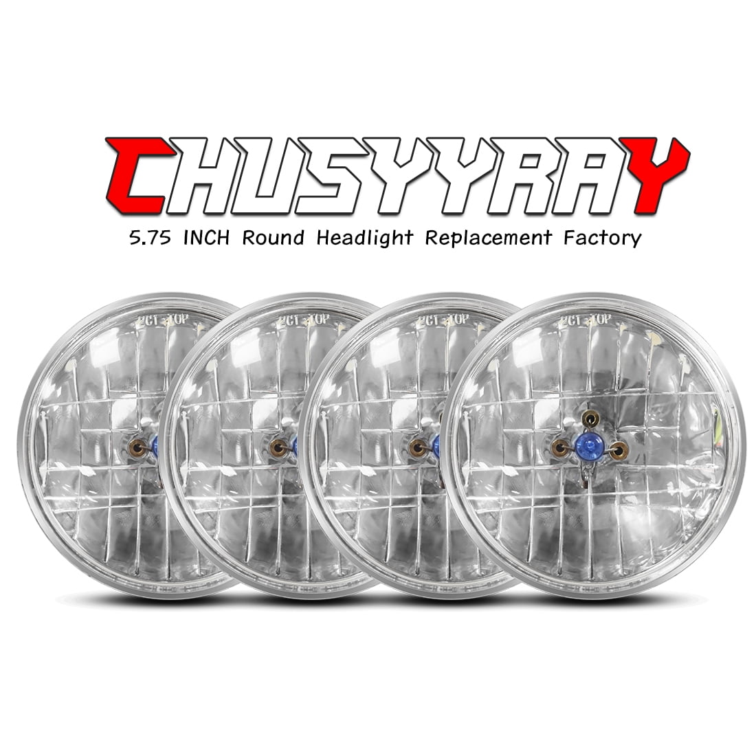 4PCS 5 3/4" 5.75"GLASS Round Headlights Hi-Lo Beam for Chevrolet ...