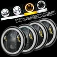 4PCS 5-3/4" 5.75 Inch Round LED Amber Halo Angel Eyes Glass Lens ...