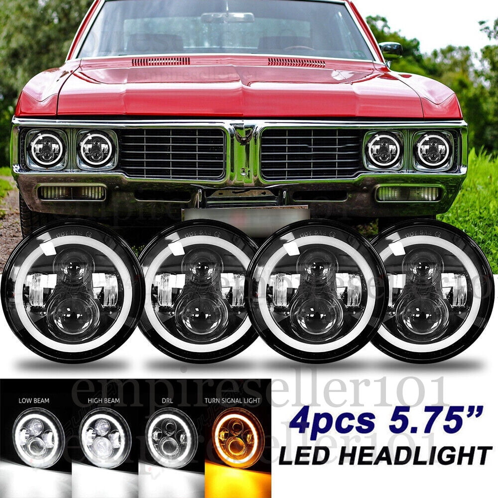 4PCS 5 3/4" 5.75 inch Round LED Headlights Halo DRL For Buick Riviera ...