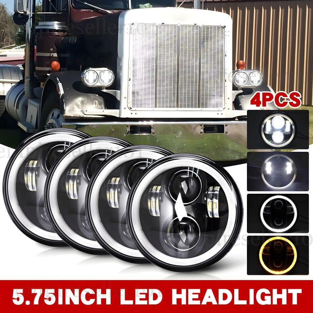 4PCS 5.75 5 3/4 Projector LED Headlights for Kenworth W-900A W900A ...