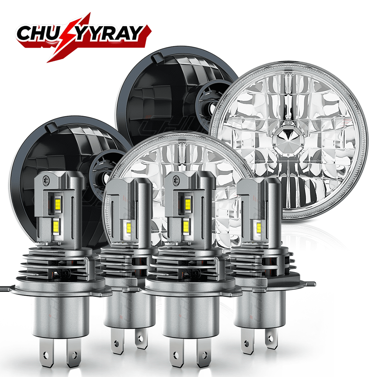 4PCS 5.75" Chrome 100W LED Headlight Assembly for 58-67 Cadillac ...