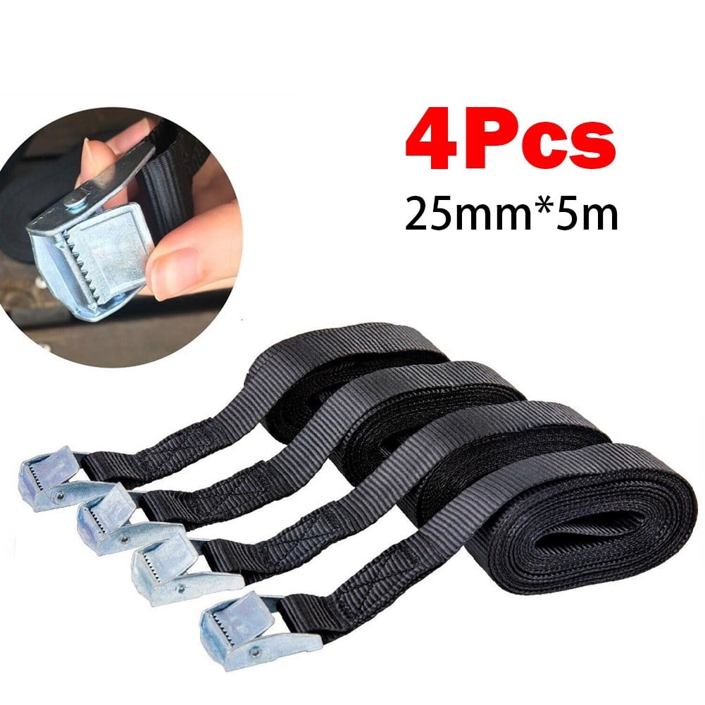 4Pcs 5M Buckle Cam Tie Down Belts Cargo Straps Lugga Roof Rack Lashing ...