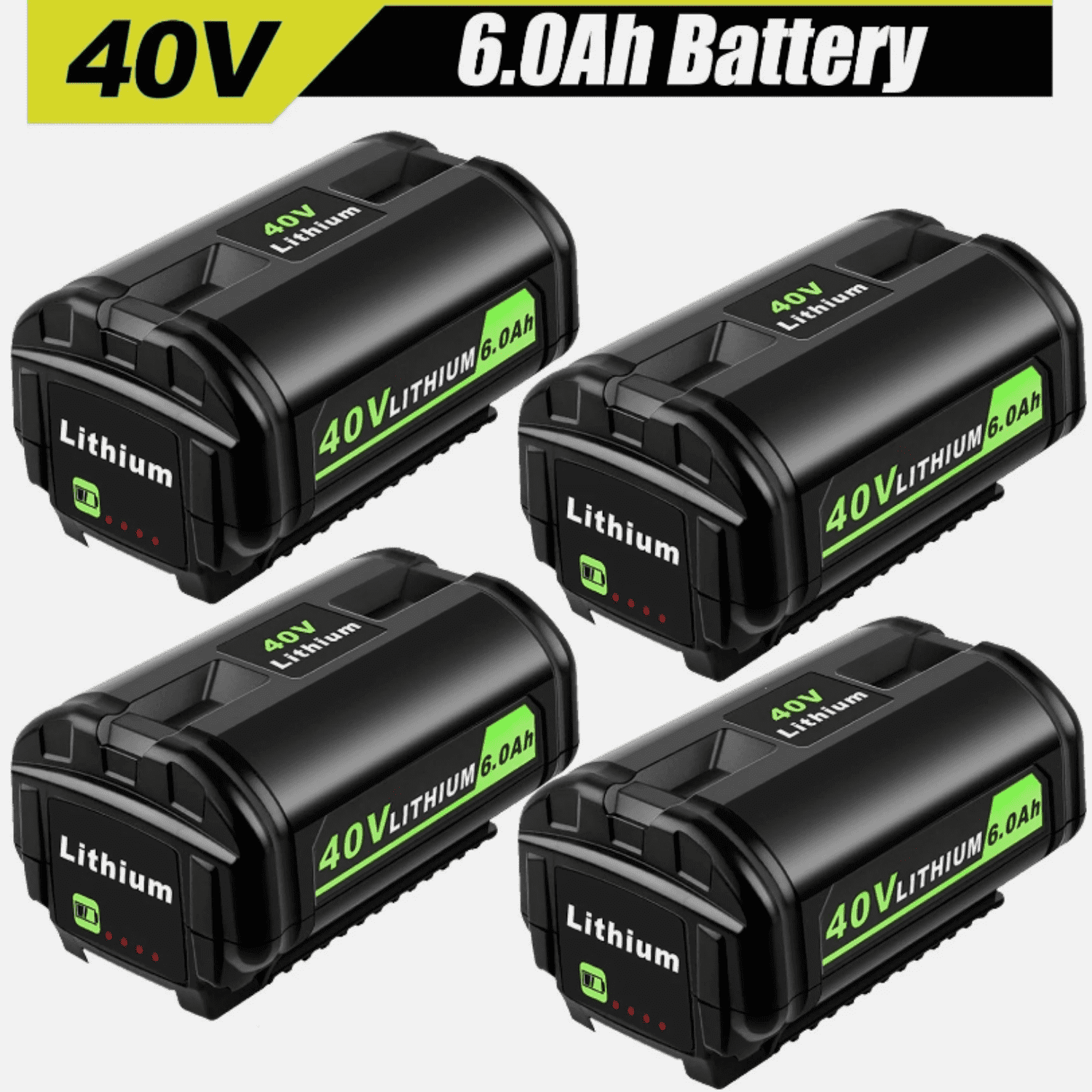4PCS 6.0Ah Replacement for Ryobi 40V Battery Compatible with Ryobi 40 ...