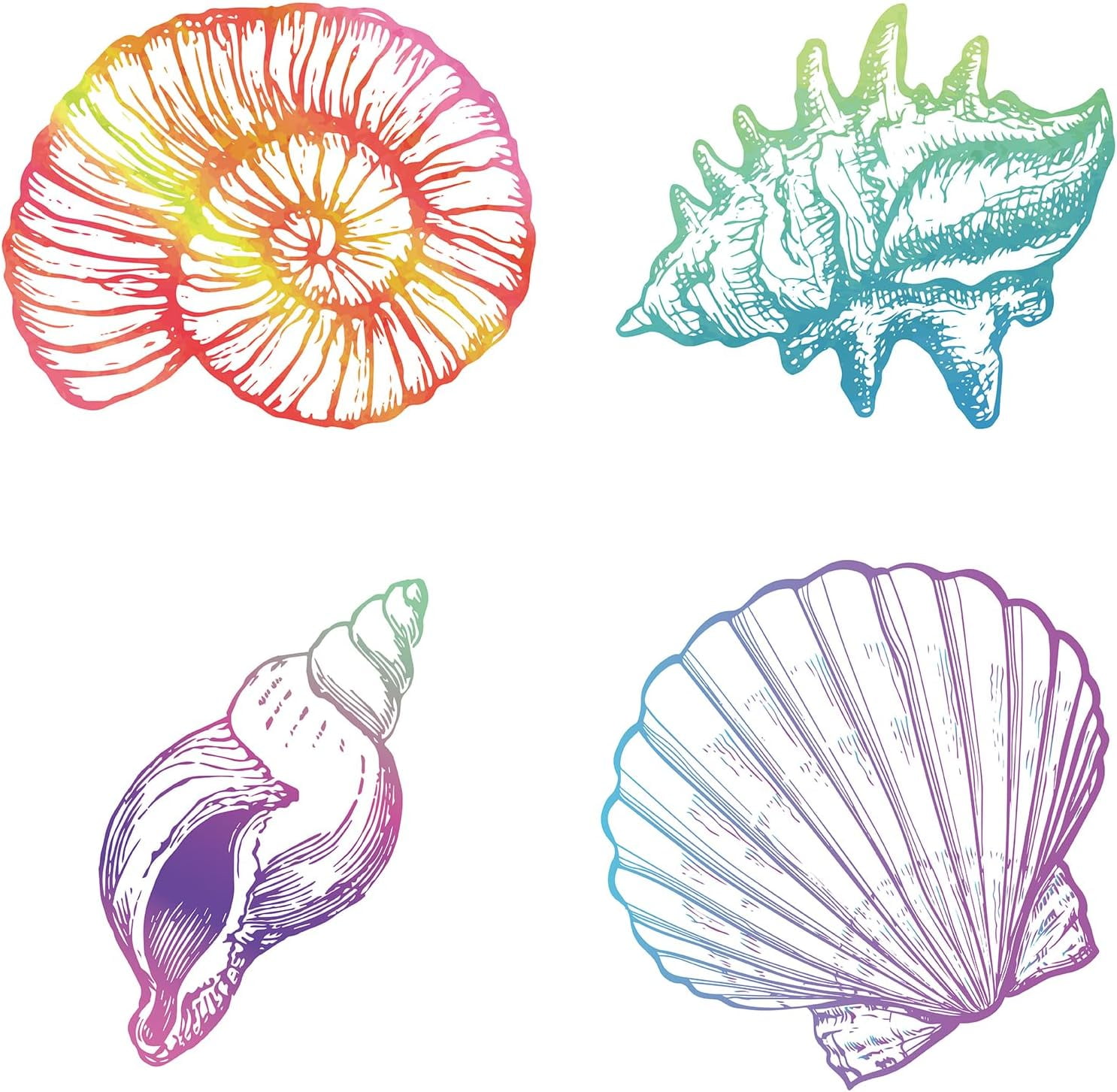 4PCS 6.3 Inch Sea Animal Window Clings Scallops Conch Window Decals ...