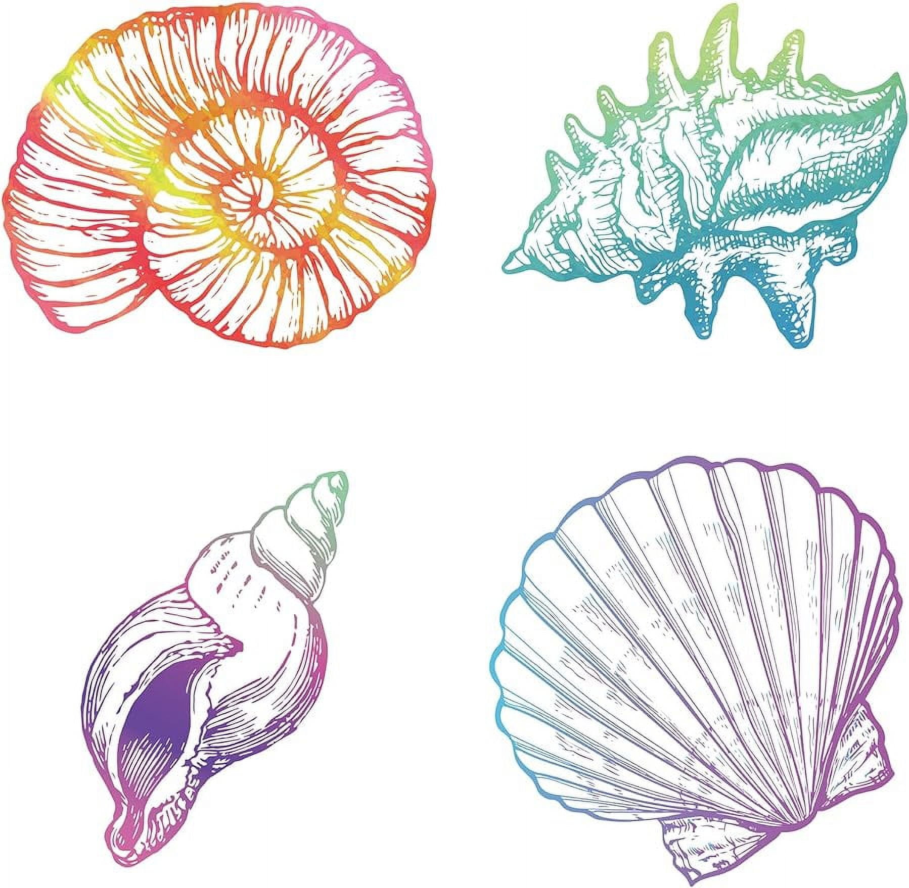 4PCS 6.3 Inch Sea Animal Window Clings Scallops Conch Window Decals ...