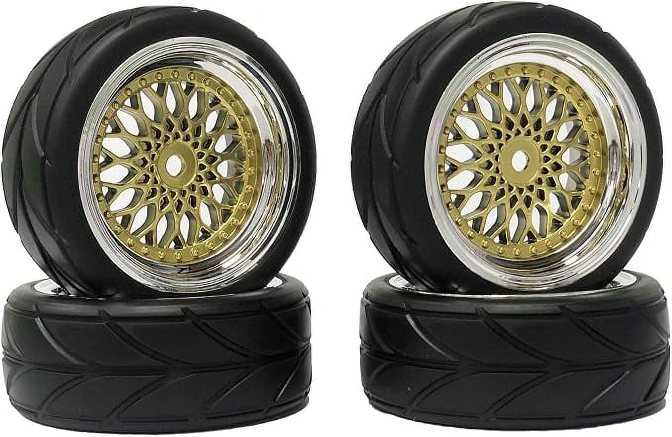 4PCS 64mm RC On Road Rubber Tires and Plastic Plating Wheel Rims Set ...