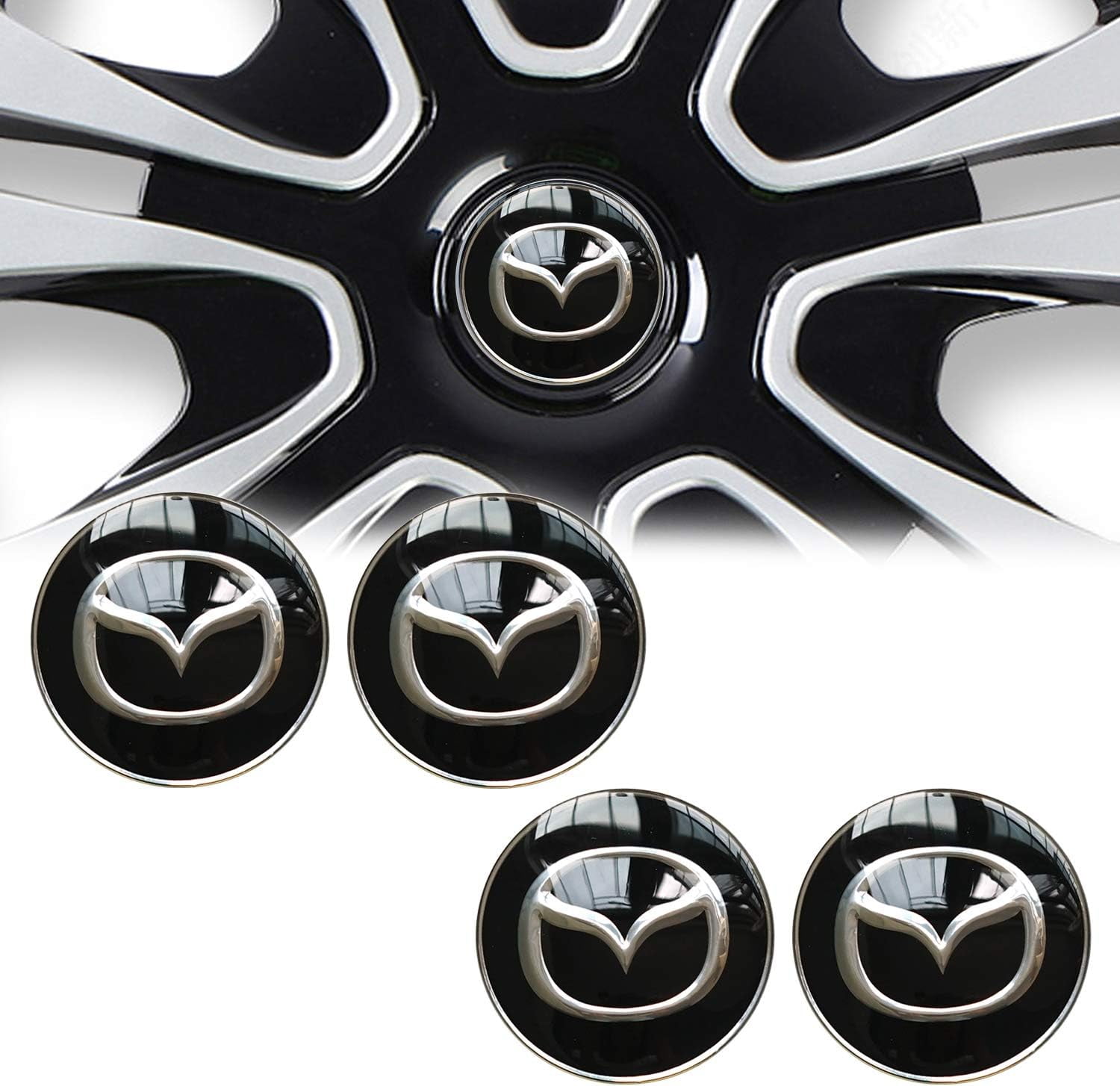 4PCS 65mm 2.56'' Auto Car Emblem Badge Sticker Wheel Hub Caps Centre Cover fit for Mazda 2 3 6 ...