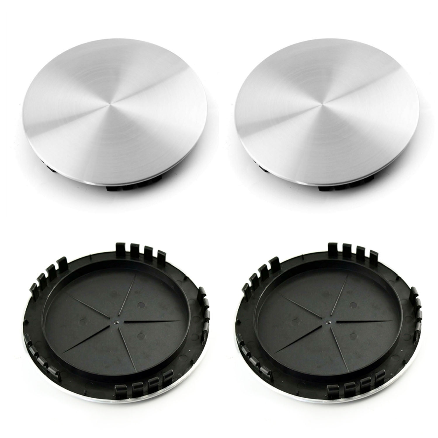 4PCS 7.5” Silver Brushed Aluminum Hubcaps For Chevy GMC 15" 5 Lug Wheel ...