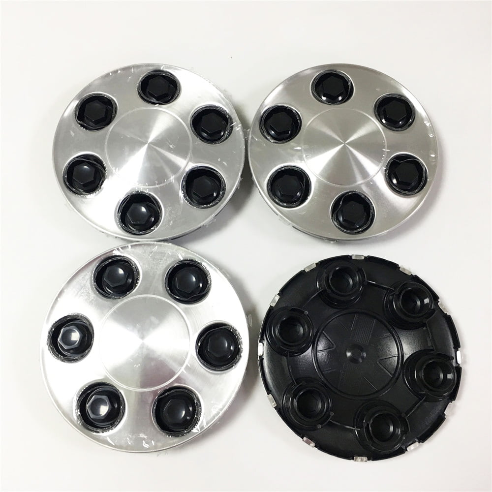 4PCS 7 7/8 inches Silver ABS Plastic Brushed Aluminum Car Hub Wheel ...
