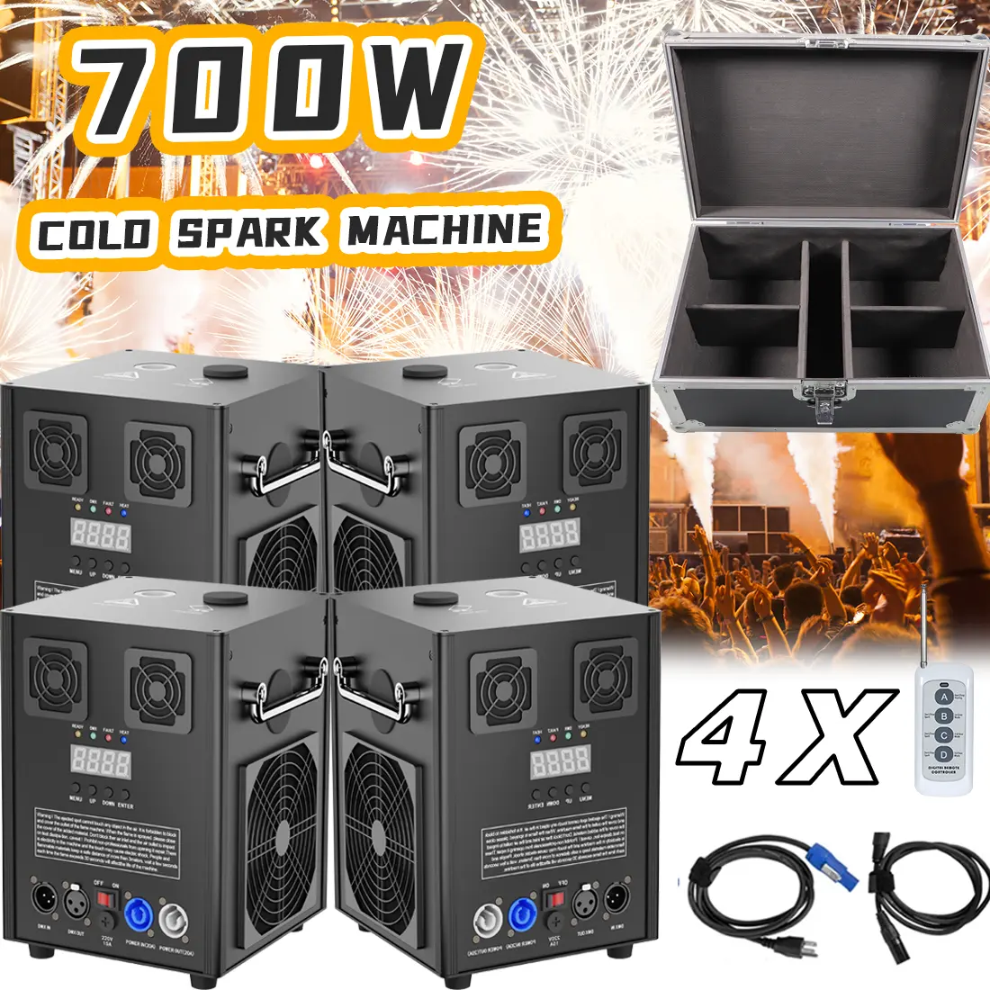 4PCS 700W Cold Spark Machine Stage Effect Firework Machine w/Flight ...