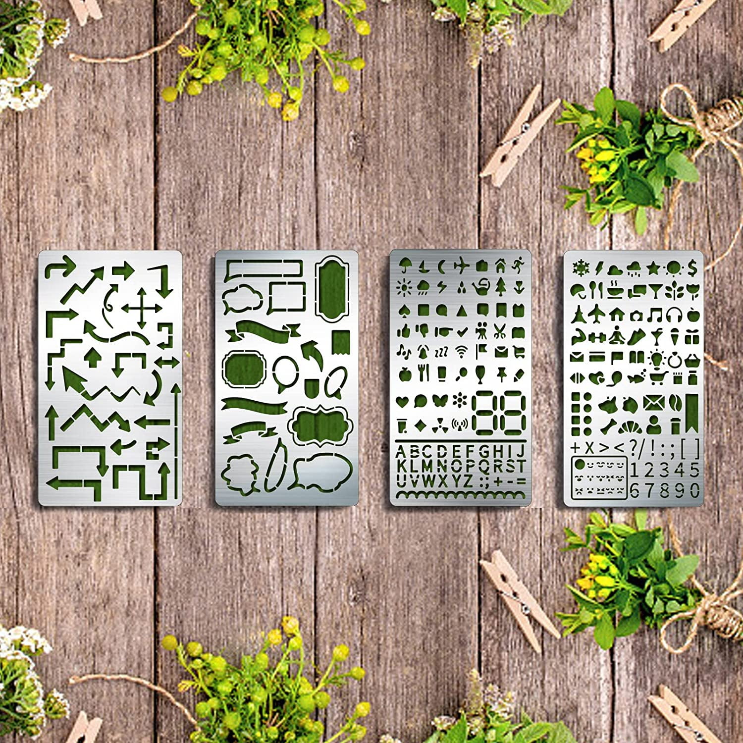 4PCS 7x4 Inch Metal Alphabet Number Stencils Arrow Symbol Stencil ...