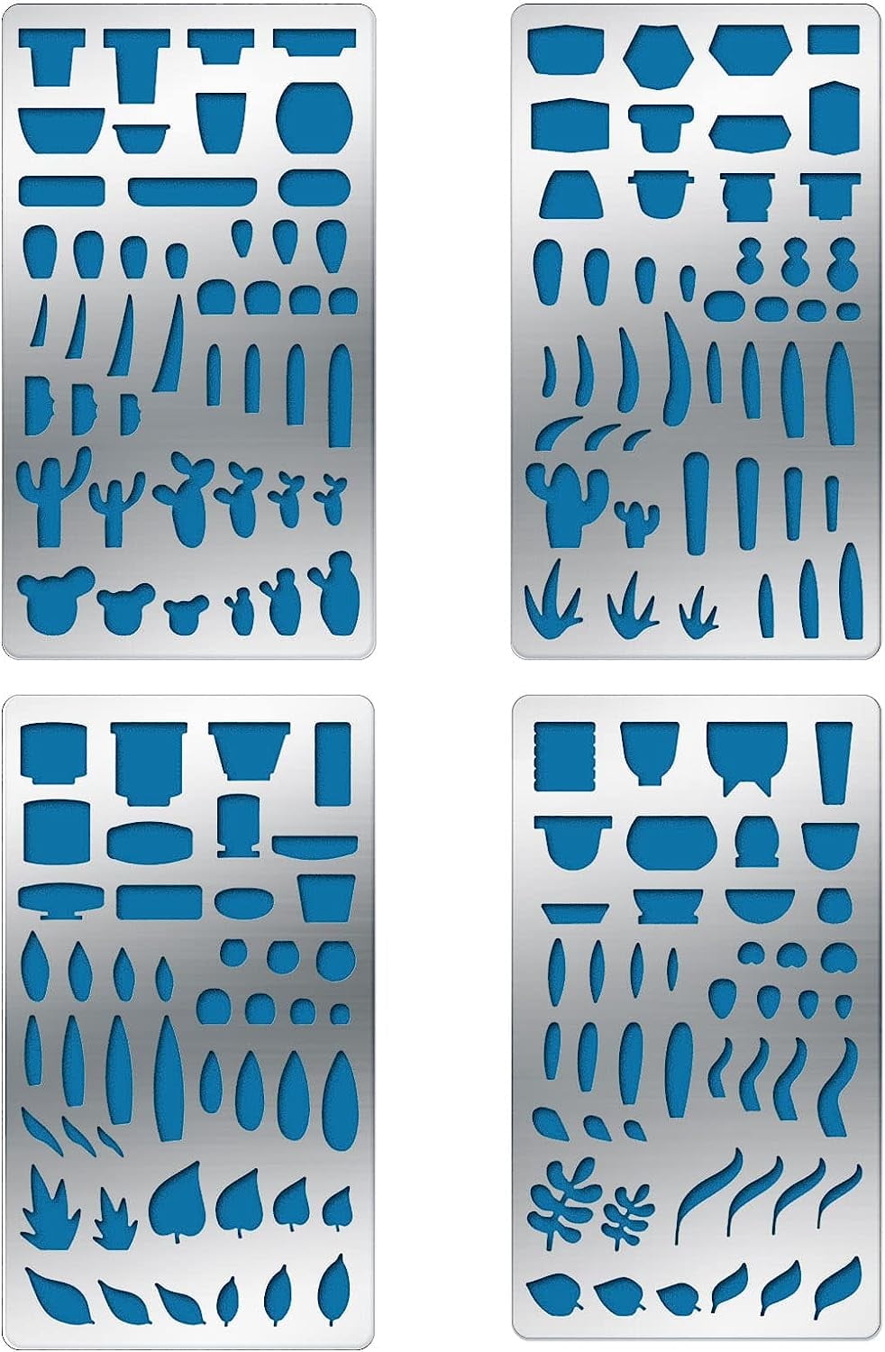 4PCS 7x4 Inch Plants Pattern Metal Stencils Plants Pot Illustration ...