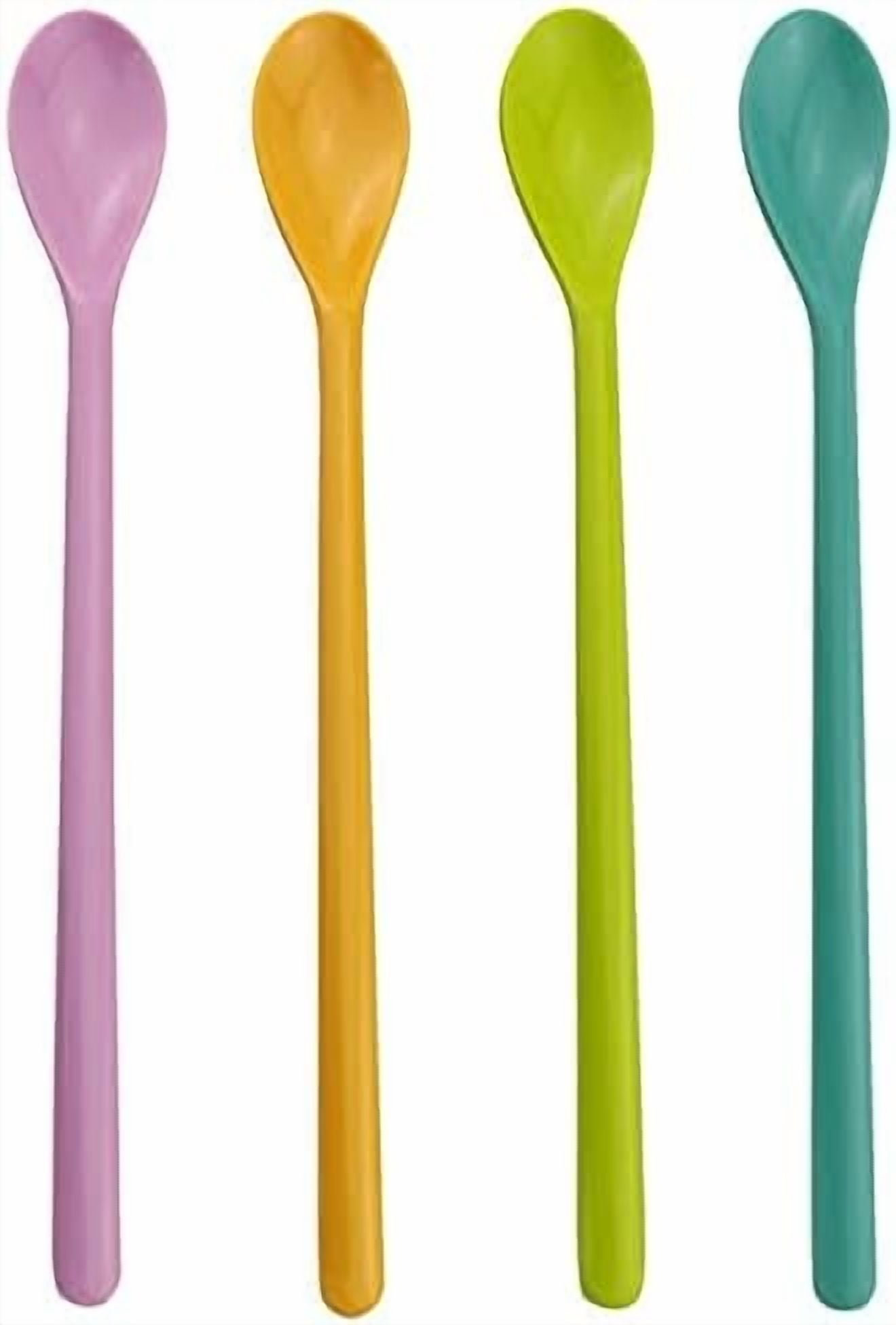 4PCS 8.9 inches Long Handle Mixing Spoons - Tall Iced Tea, Ice Cream ...