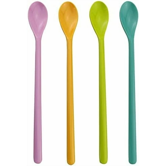 4PCS 8.9 inches Long Handle Mixing Spoons - Tall Iced Tea, Ice Cream ...