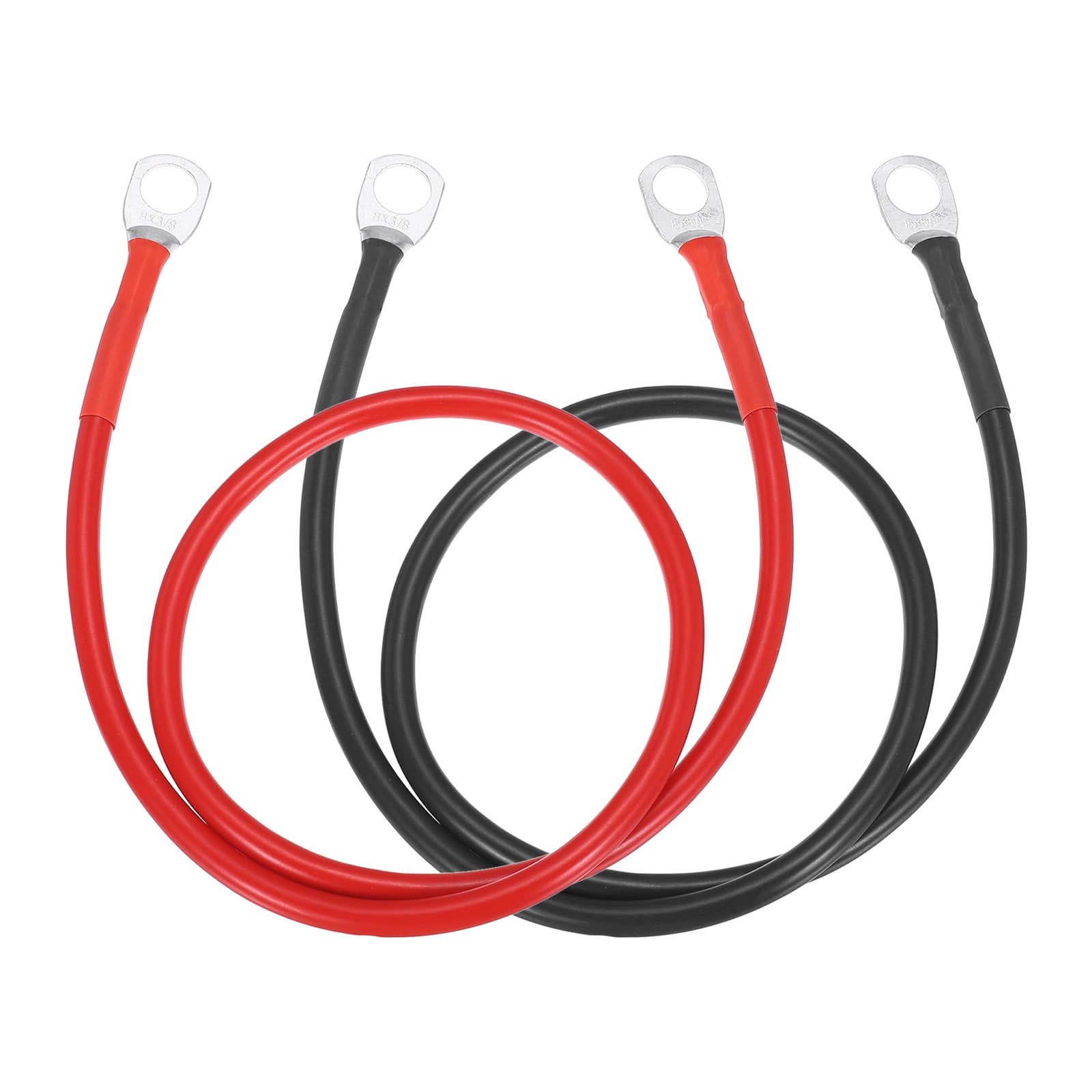 4PCS 8 AWG Battery Cable, 2ft Battery Inverter Cables with 3/8" Ring Terminals for Marine Solar ...