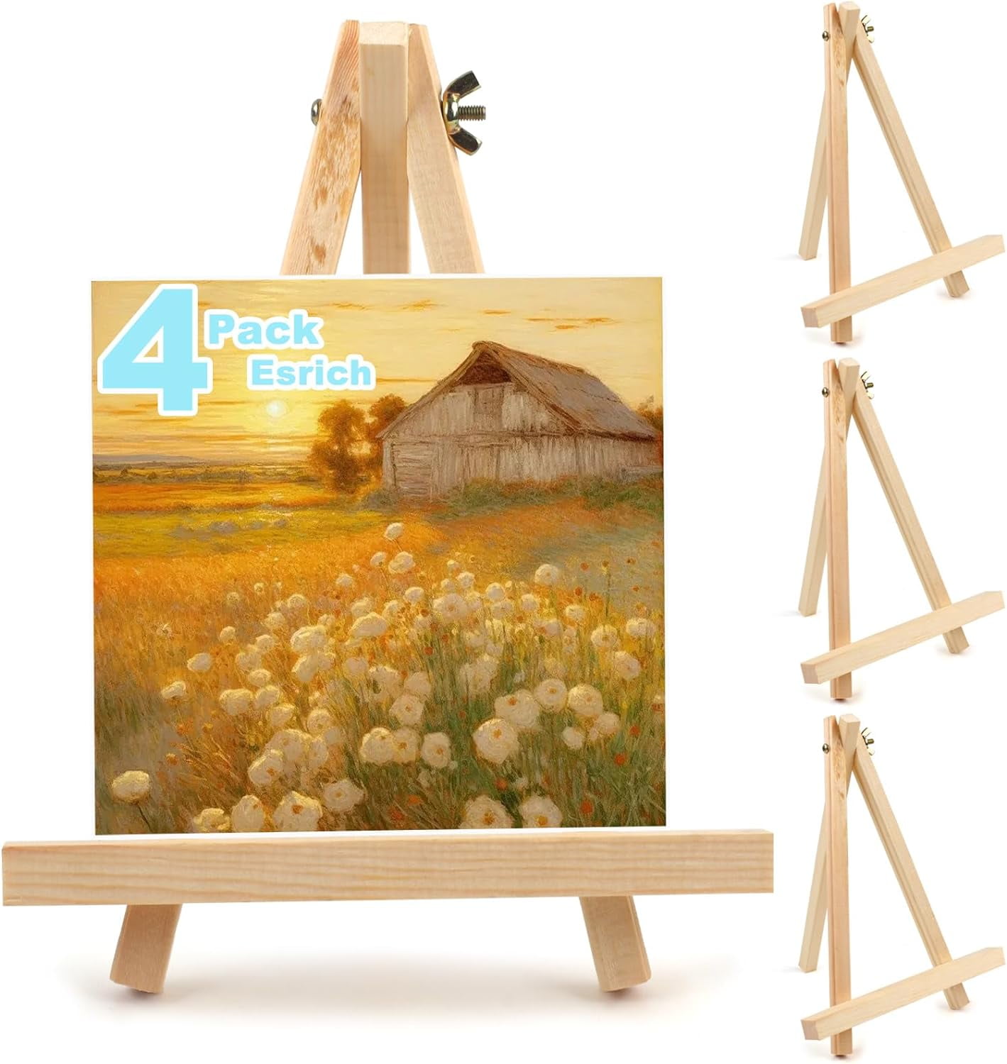 4PCS 9 Inch Wood Easels, Tripod, Painting Party Easel, Kids Student ...