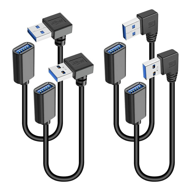 4PCS 90 Degree USB 3.0 Extension Cable, Short USB Cable Extender ...
