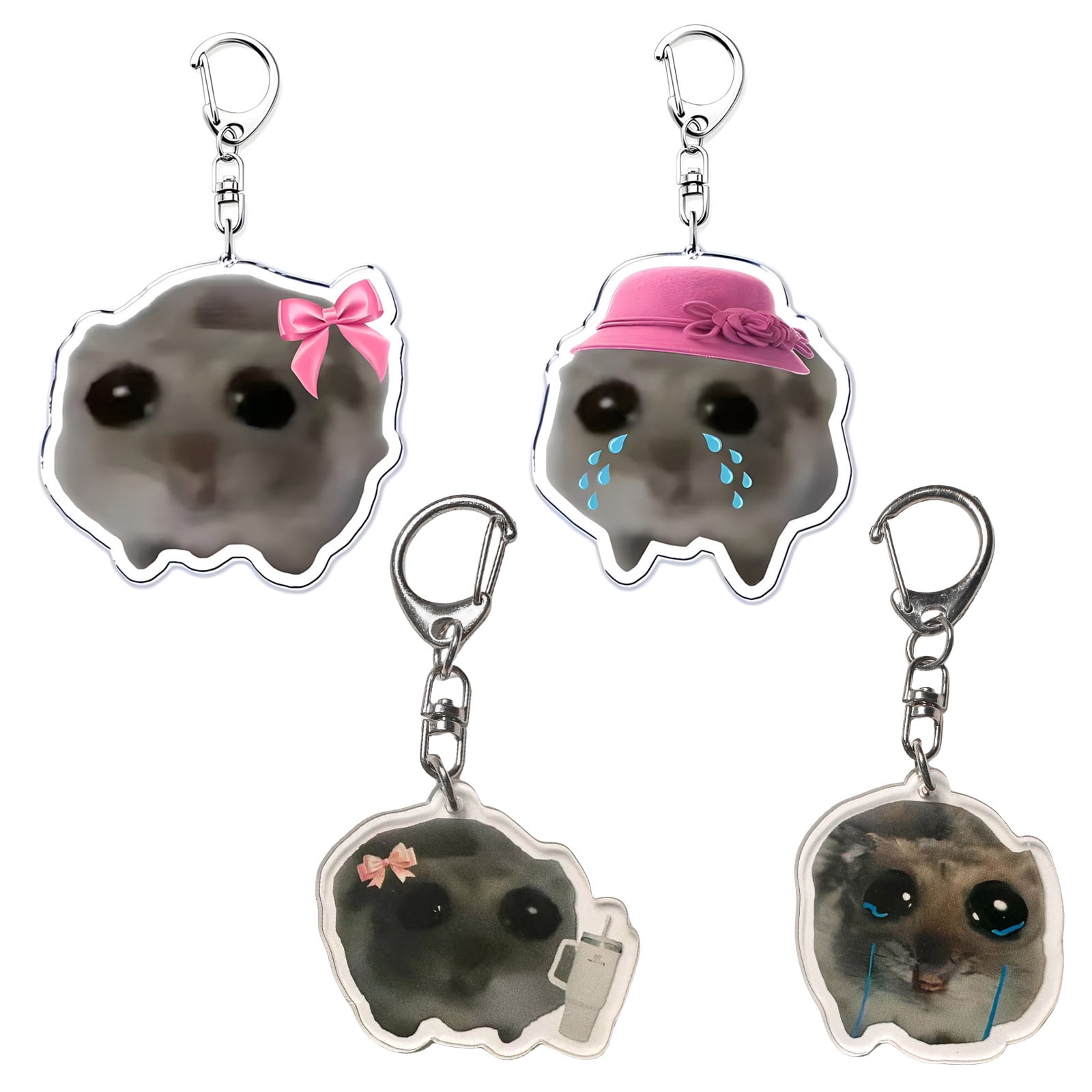 4PCS Acrylic Keychain Hamster Bag Pendant Key Ornament Hamster Bag ...
