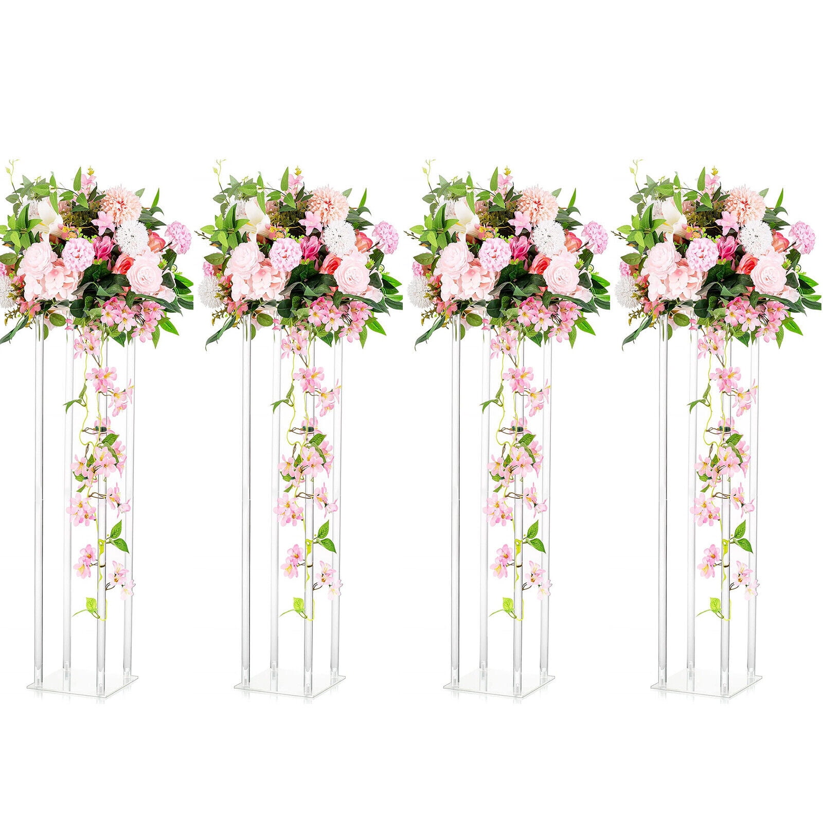 4PCS Acrylic Vase Wedding Centerpieces Clear Flower Stand Column ...
