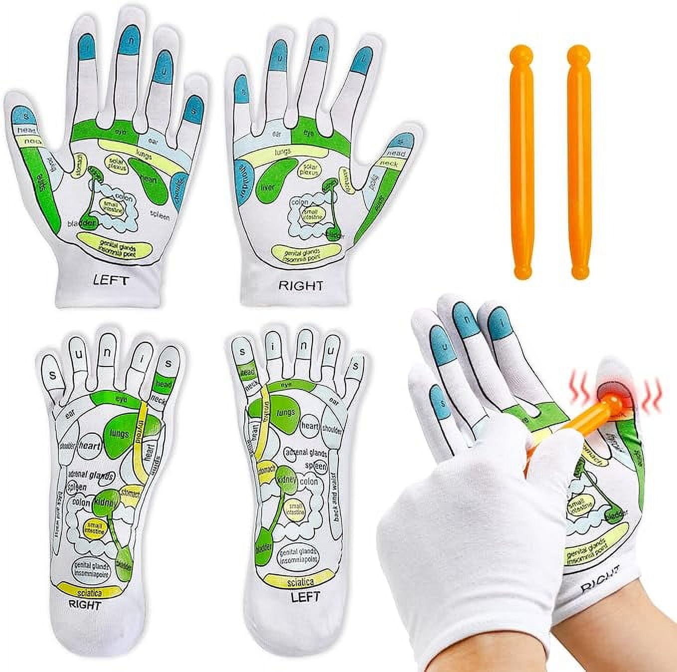 4PCS Acupressure Reflexology Socks and Gloves Tool Set, Hand Spa ...