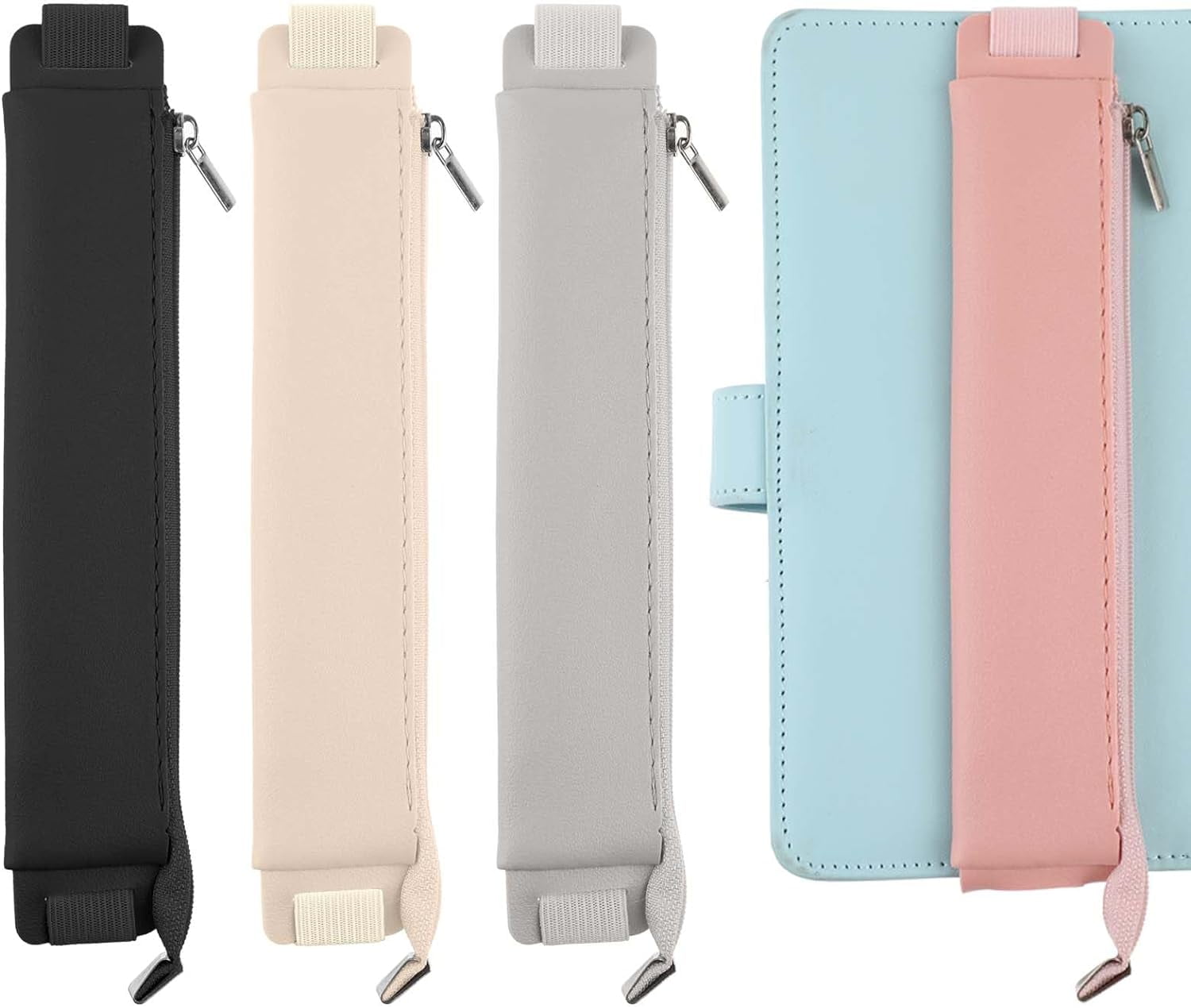 4PCS Adjustable Elastic Band Pen Holder PU Leather Pen Sleeve Pouch ...