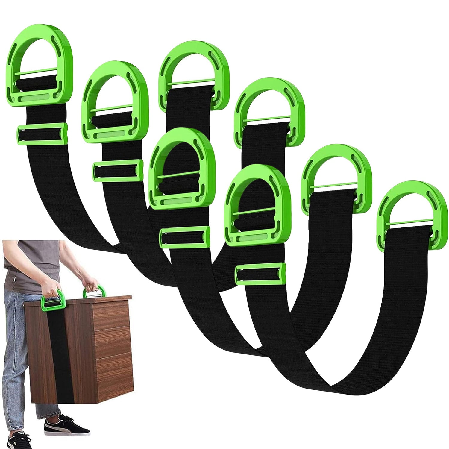 4PCS Adjustable Lifting Moving Straps, One-Person Handle Lifting Straps ...