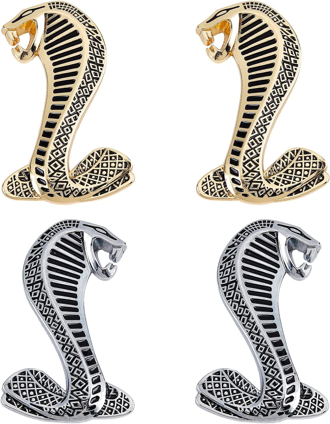 4PCS Alloy Cobra Car Stickers 2 Colors 3D Cobra Snake Emblem Black ...