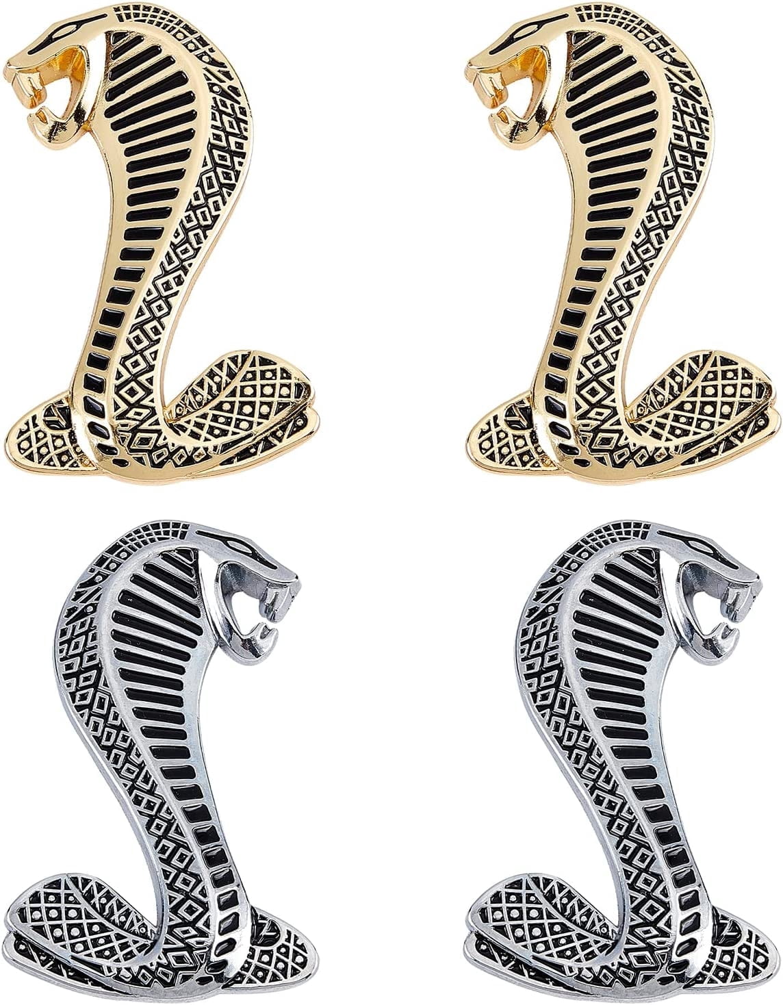 4PCS Alloy Cobra Car Stickers 2 Colors 3D Cobra Snake Emblem Black ...