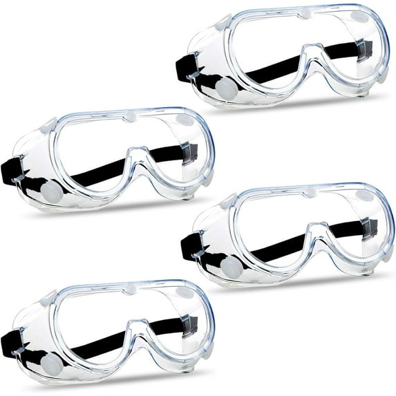 4PCS Anti-Fog Protective Safety Goggles Clear Lens Wide-Vision ...