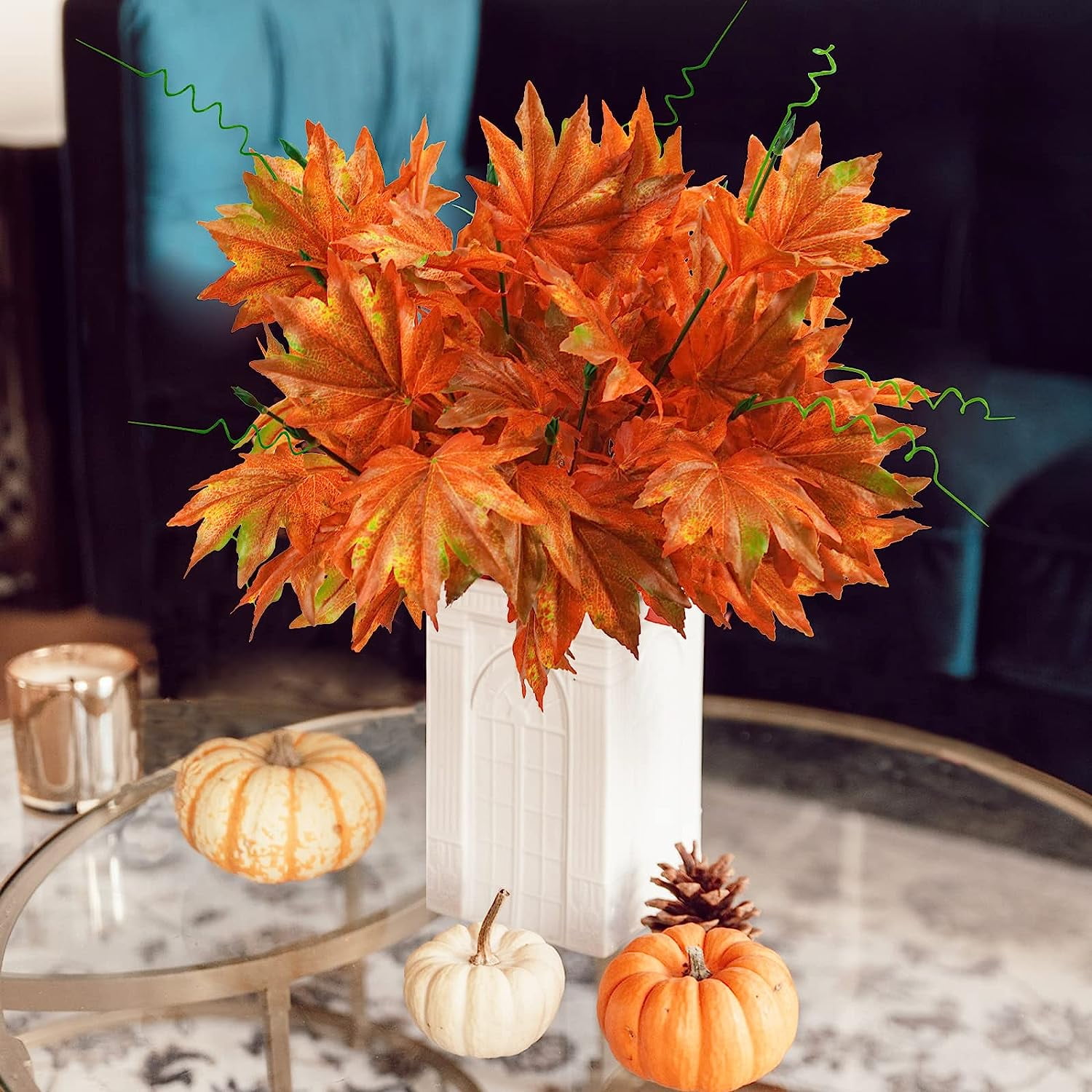 4PCS Artificial Maple Leaf Shrubs Fake Fall Leaves Bundles Autumn Faux ...