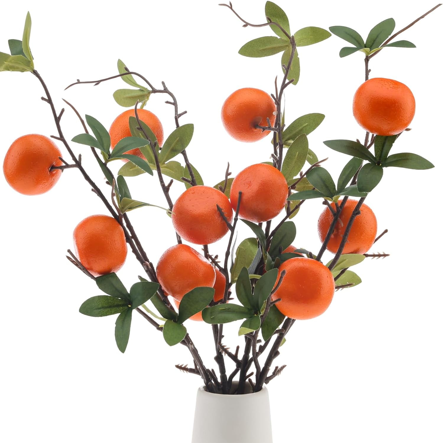 4PCS Artificial Orange Branches Simulation Tangerine Plastic Tree Plant ...