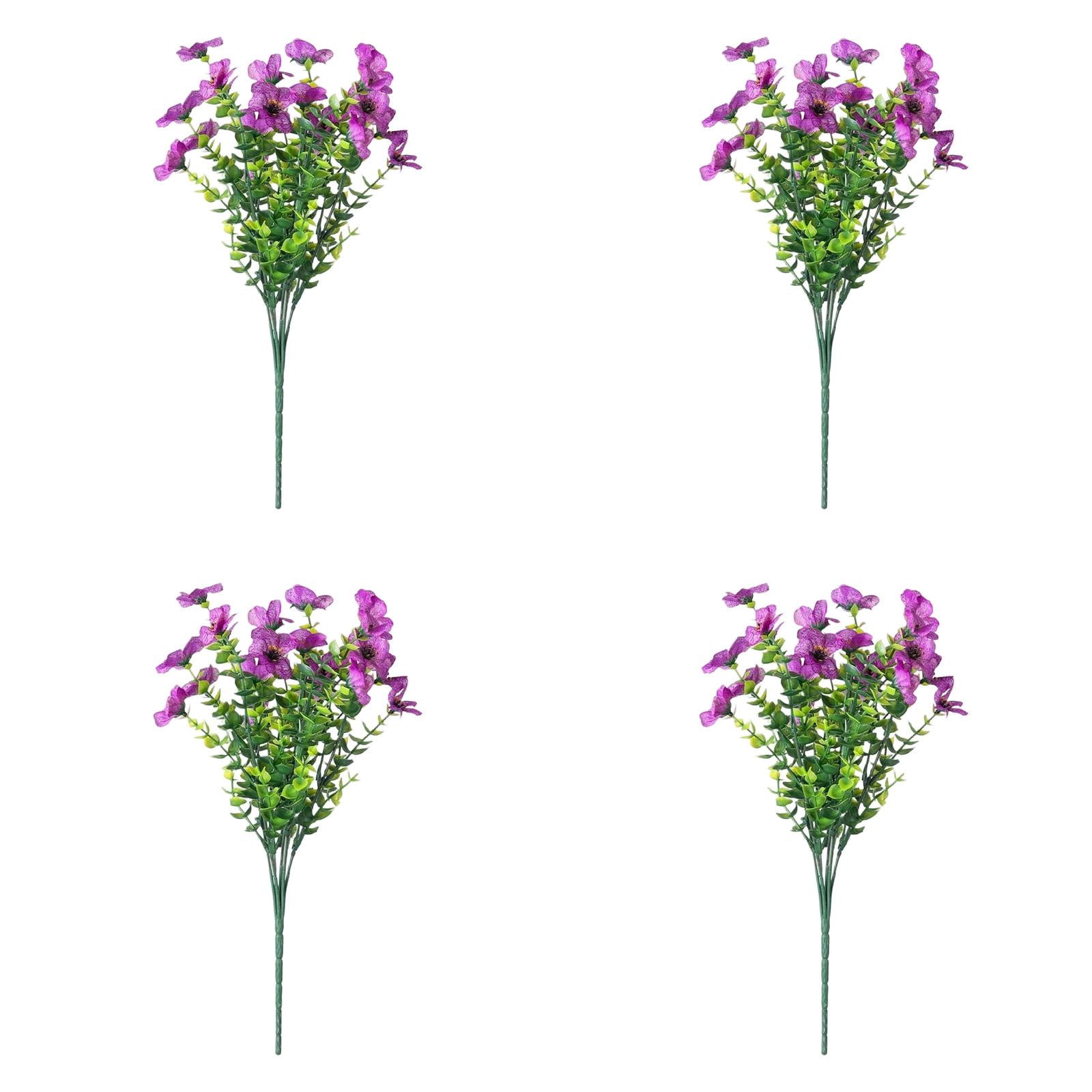 4PCS Artificial Outdoor Flowers, 15.7" Plastic Fake Flowers, Faux ...