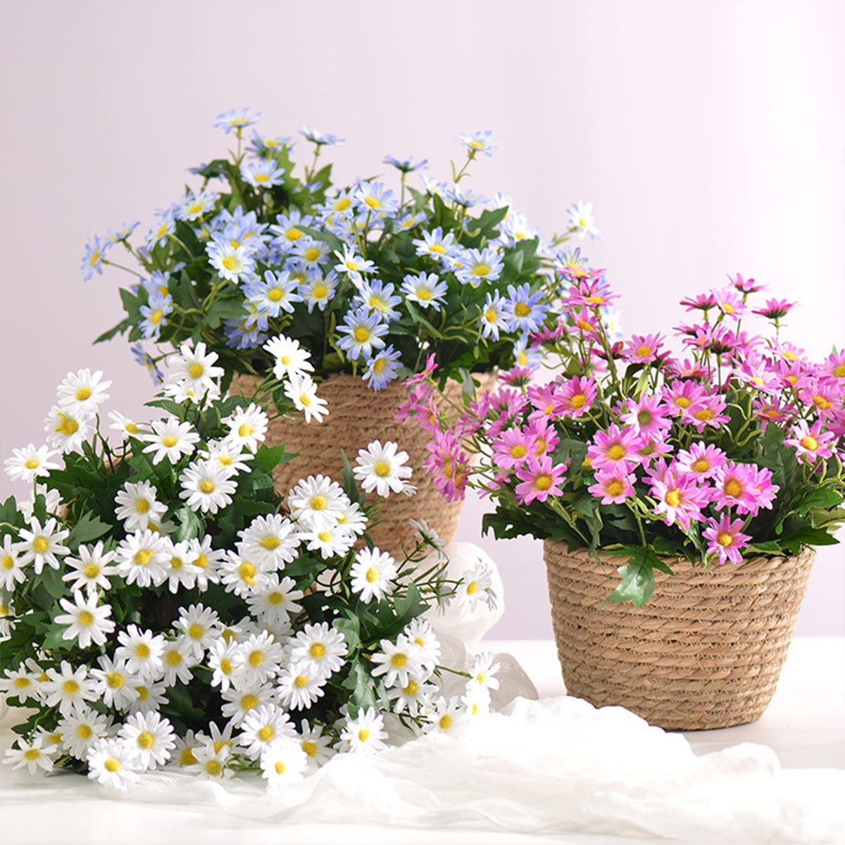 4pcs Artificial Silk Daisy Flower Bouquet For Home Table Centerpieces