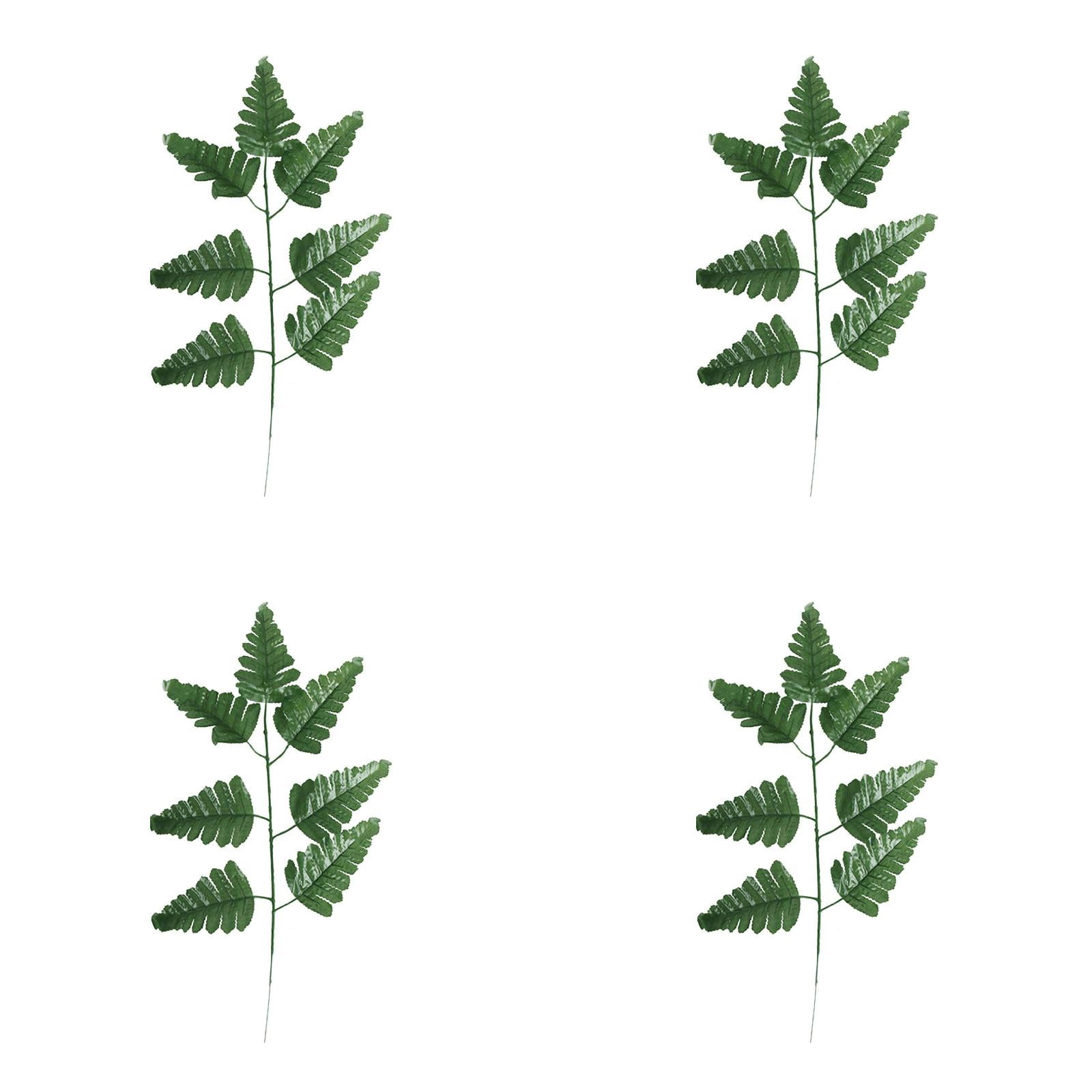 4PCS Artificial Silk Leather Leaf Fern Picks Artificial Greenery Stems ...
