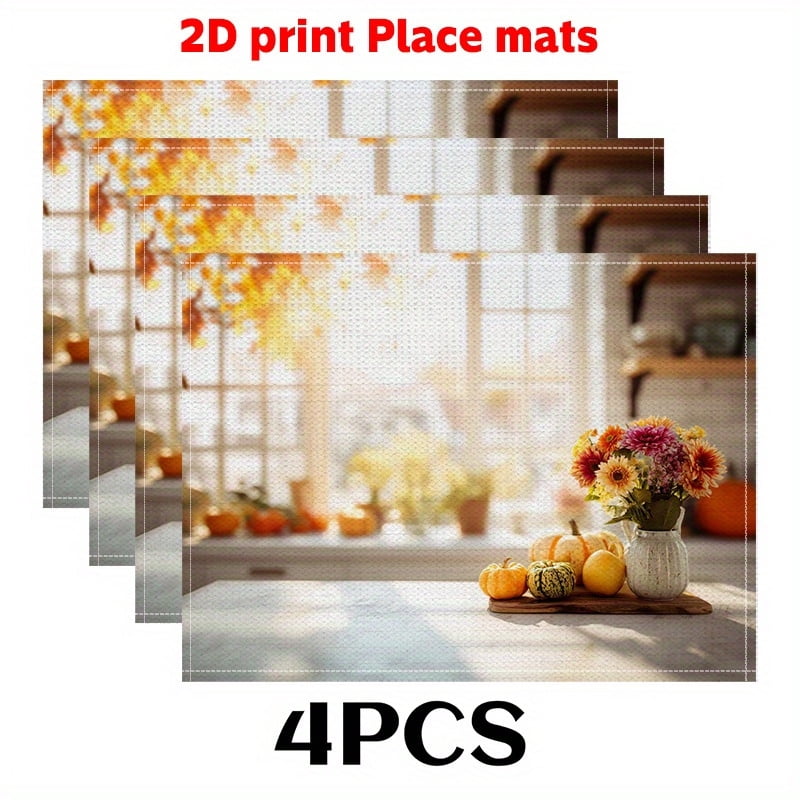 4PCS Autumn-Themed Placemats,fashion print pattern table mat, for ...
