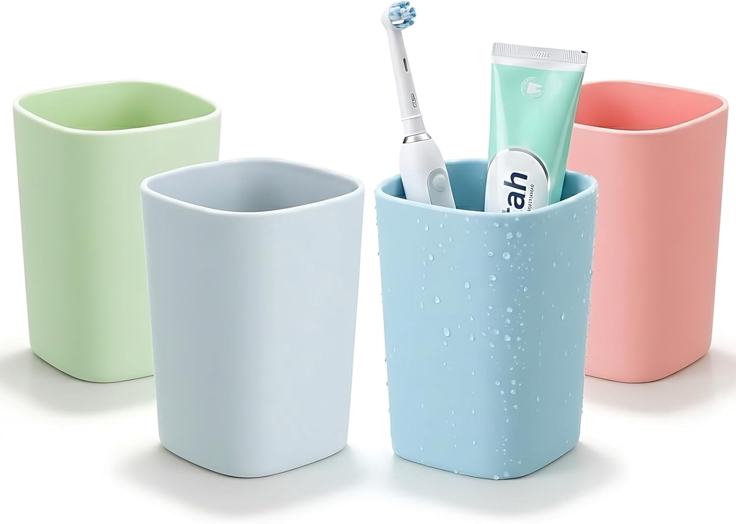 4PCS Bathroom Tumbler Toothbrush Cup, Unbreakable Reusable Drinking ...