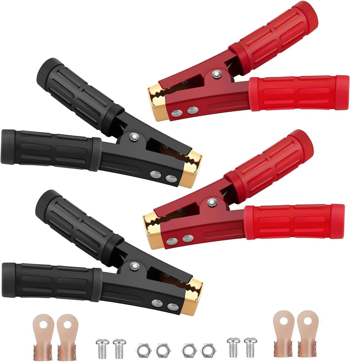 4PCS Battery Jumper Cable Clamps, Heavy Duty Pure Copper Car Battery ...