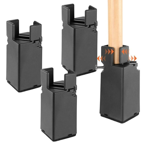 Peaoy Black Adjustable Bed Risers, Heavy Duty Furniture Risers with ...
