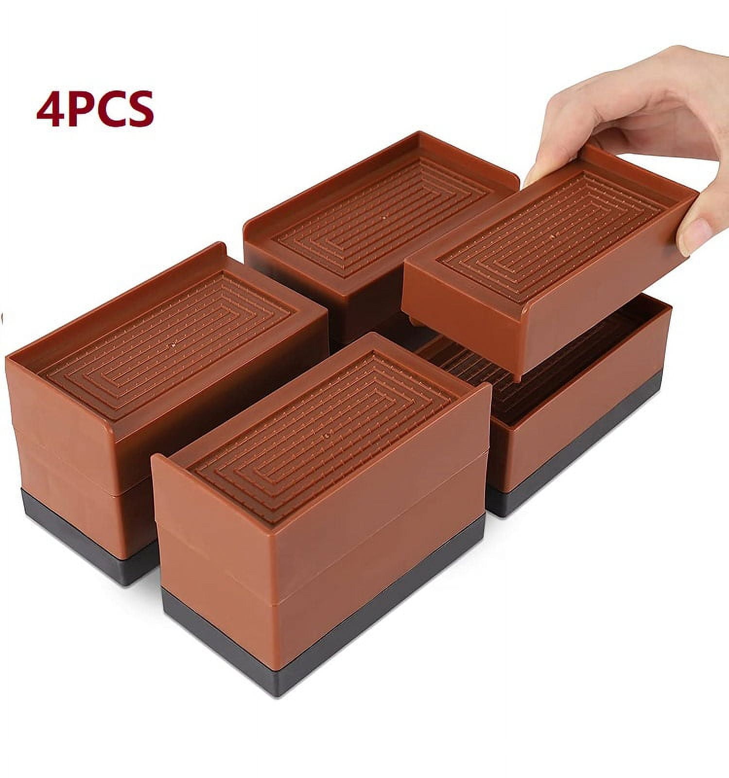 4PCS Bed Risers, Heavy Duty Adjustable Furniture Risersfor Bed Frame ...