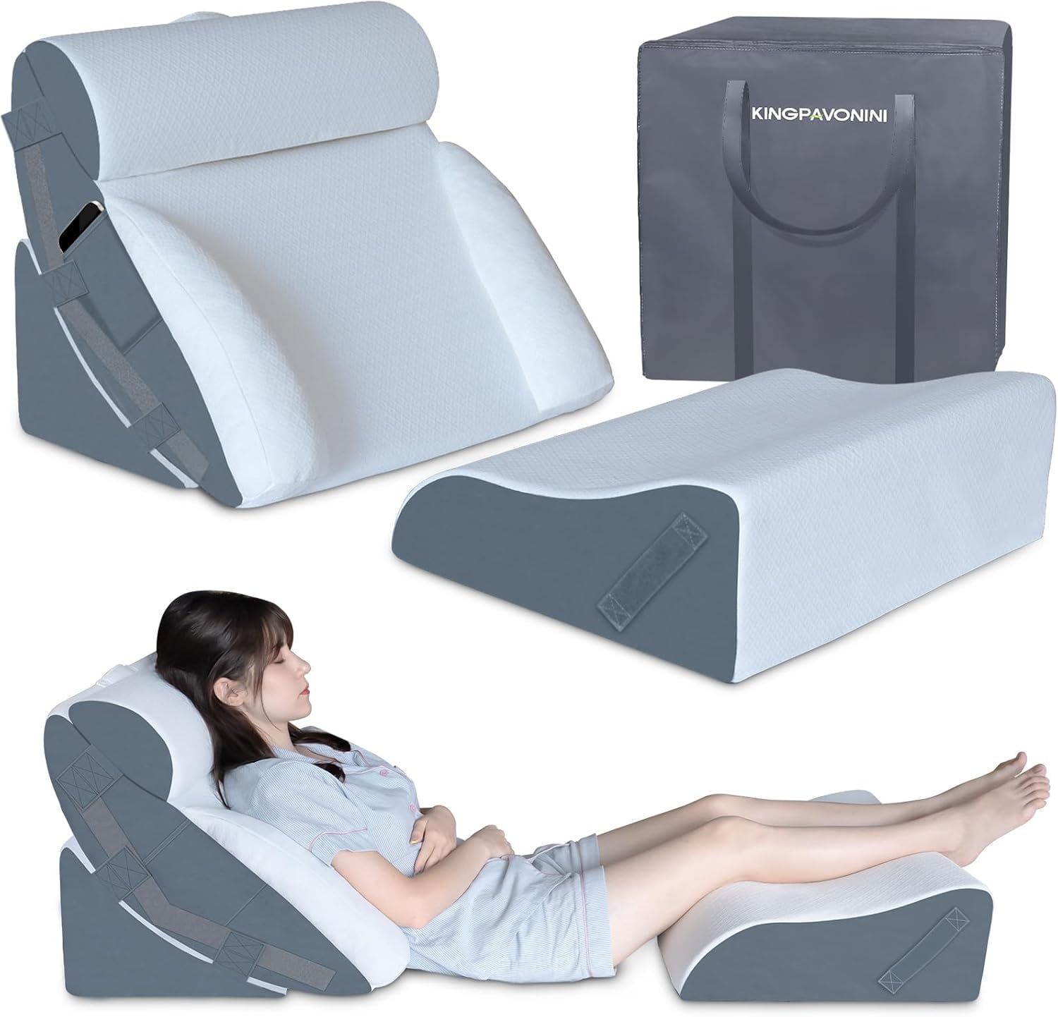 4PCS Bed Wedge Pillow Post Surgery, Orthopaedic Sleeping Wedge Pillow ...