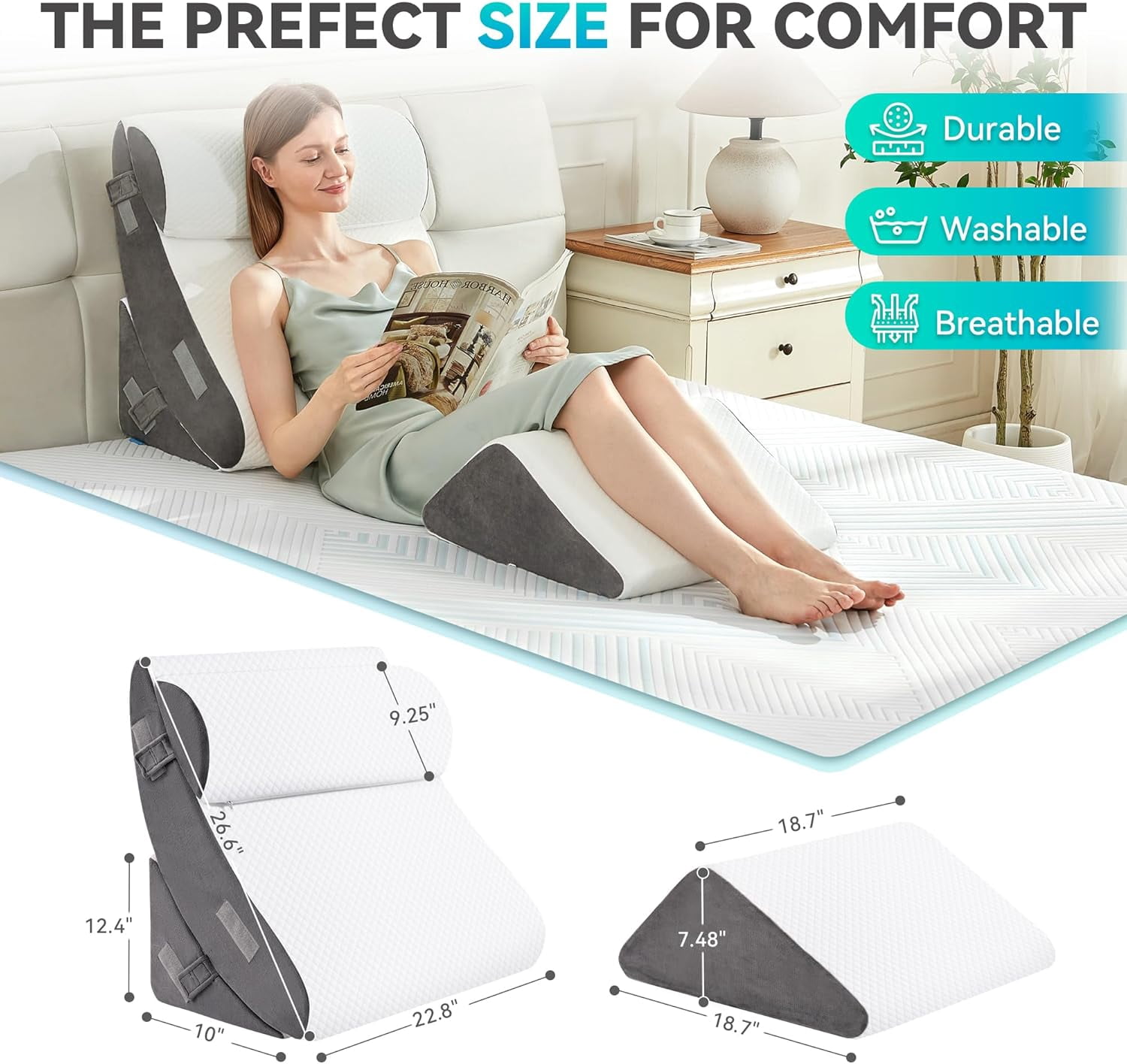 4PCS Bed Wedge Pillow Post Surgery, Orthopedic Sleeping Wedge Pillow ...