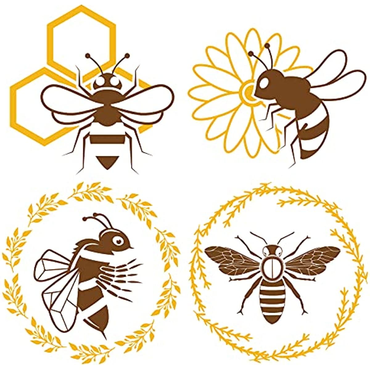 4PCS Bee Static Window Stickers Decal Anti Collision Glass Clings Non ...