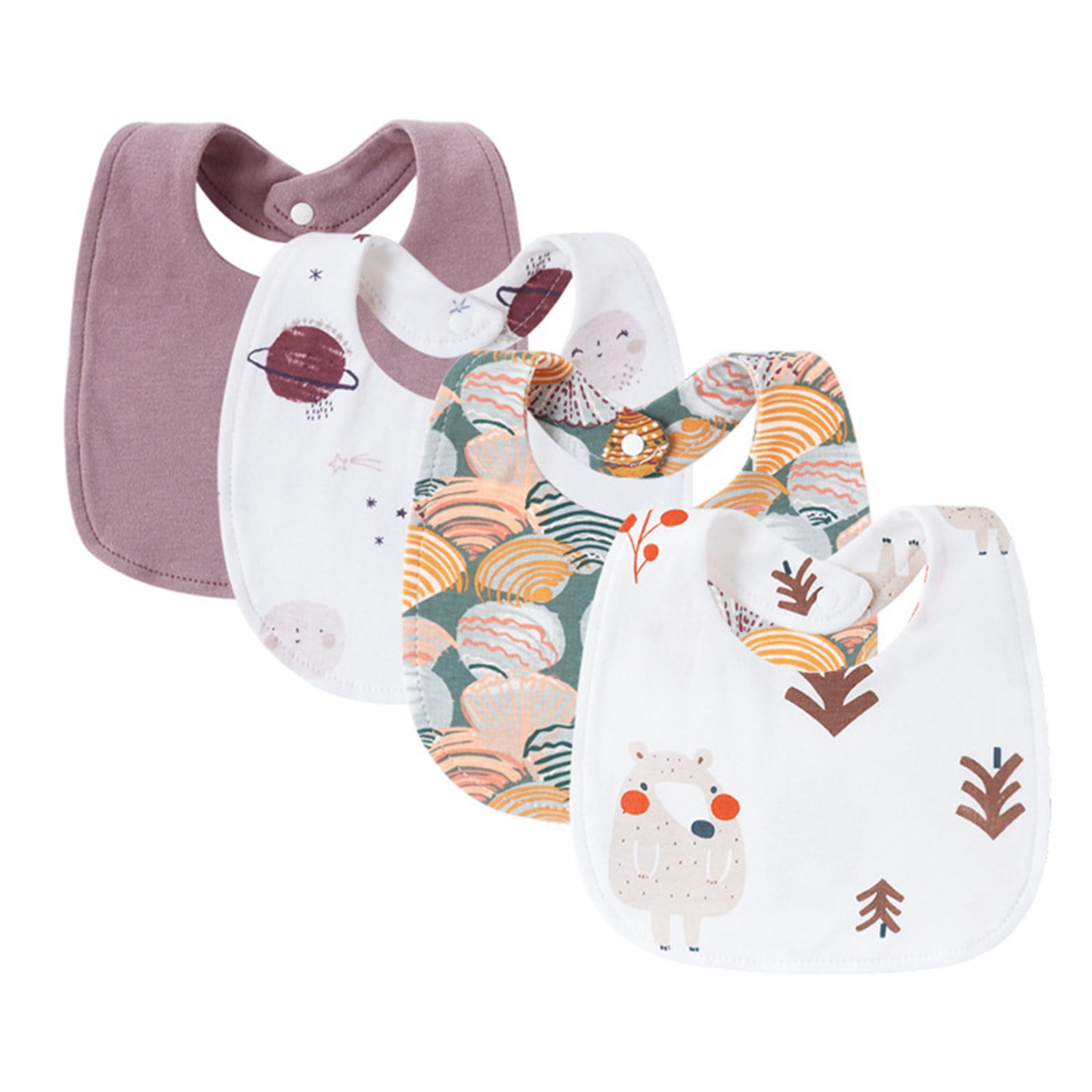 4PCS Bib for Newborns Baby Drooling Bib Cotton Burp Cloths Soft ...