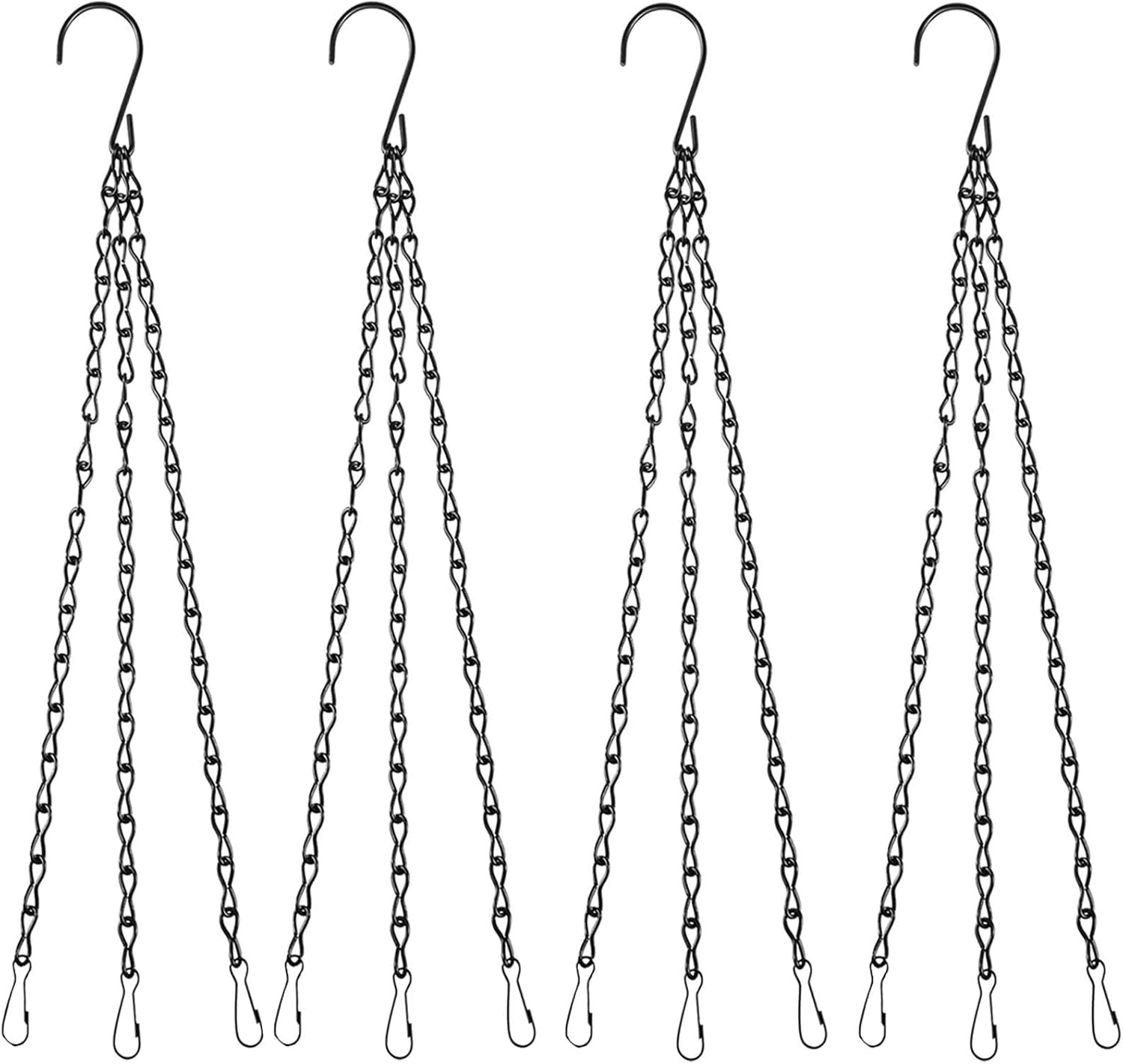 4PCS Black Metal Hanging Chains 3 Point Holder Anti-Rust Paint Black ...